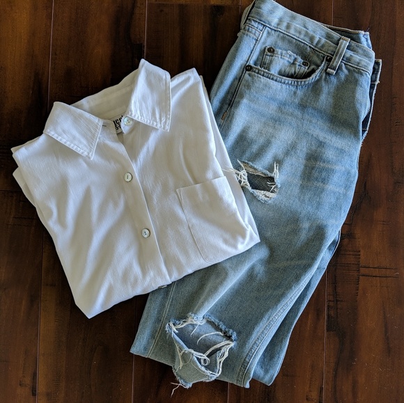 Chico's | Tops | Chicos Boxy White Button Up | Poshmark